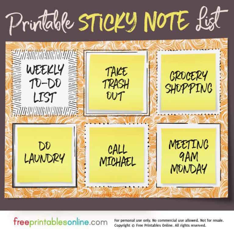 Sticky Note To Do List Template - Free Printables Online
