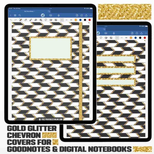 Gold chevron Goodnotes covers (free) - Free Printables Online